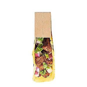 Restaurantware Bio Tek Kraft Paper Small Taco Holder - Greaseproof - 4" x 1 1/4" x 2 1/4" - 200 count box