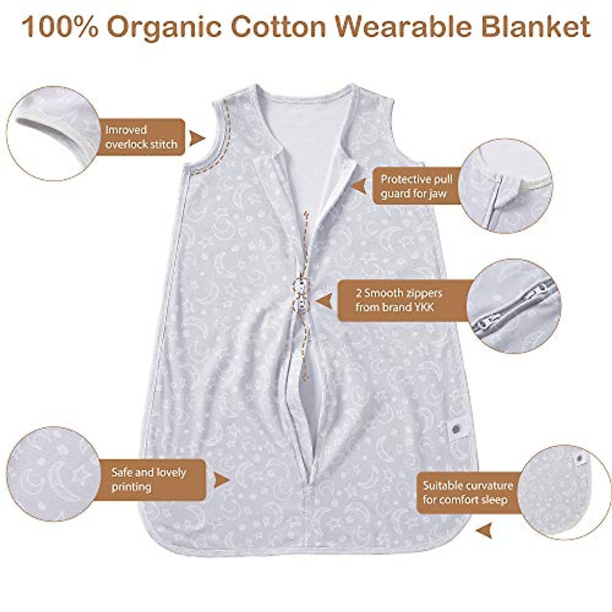 MioRico 1.0 Tog Sleep Sack for Babies 0-6 Months | Lightweight and Soft Wearable Blanket for Babies 3-6 Months | Organic Infant Sleeping Bag with 2-Way Zip