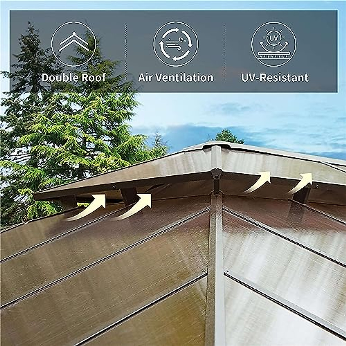 10'x12' Hardtop Gazebo, Outdoor Gazebo Outdoor Canopies and Gazebos with Double Roof, for Garden, Patio, Lawns, Deck, Backyard