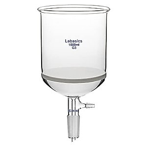 Labasics Borosilicate Glass Buchner Filtering Funnel with Fine Frit (G3), 114mm Inner Diameter, 120mm Depth, with 24/40 Standard Taper Inner Joint and Vacuum Serrated Tubulation (1L)