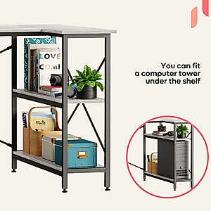 Bestier L Shaped Desk with Storage Shelves 55 Inch Corner Computer Desk Writing Study Table Workstation for Home Office, Wash Gray