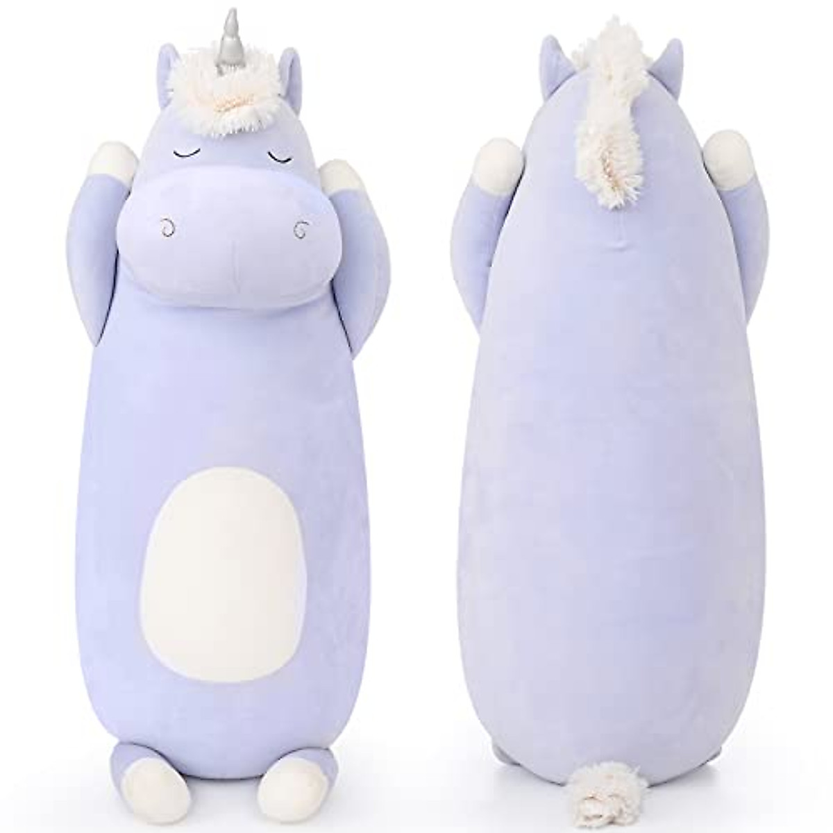 MorisMos 36.2" Unicorn Body Pillow Large Hugging Pillow Unicorn Stuffed Animal,Soft Plush Toy for Kids Girl, Animal Body Pillow for Christmas Birthday Valentine's Day, Blue