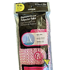 Everbilt 3/16 in. x 50 ft. White/Pink Diamond-Braid Poly Rope