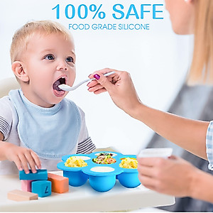Potchen 4 Pcs Silicone Baby Food Freezer Tray with Lid Stackable Reusable 2.5oz Silicone Baby Food Freezer Molds Storage Tray for Homemade Egg Bite Vegetable Fruit Purees Breastmilk(Colorful)