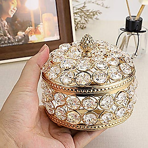 Hipiwe Crystal Mirrored Jewelry Box - Jewelry Trinket Organizer Treasure Box Home Decor Ring Earrings Necklace Storage Holder Chest Keepsake Box,Birthday Christmas Gift for Women Girls, Large