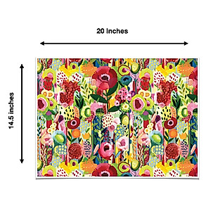Colors of Rainbow - 20 Sheets - 20 inch x 14.5 inch - Italian Print Tissue Paper for Decoupage Birthday Gift Baskets Boxes Bags (Collage Floral)
