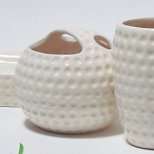 JustNile 5-Piece Trendy Ceramic Bathroom Accessory Set - White Golf Ball Design