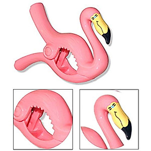 Ycnpeatt Beach Towel Clips, 2 Pcs Flamingo Towel Clips Portable Pink Clothes Grip Sunbed Pegs for Holiday Chair Pool