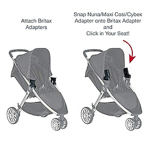 Britax Infant Car Seat Stroller Adapter for Nuna, Cybex and Maxi Cosi Car Seats, Compatible with Britax Single Strollers Only, 2 Count (Pack of 1)