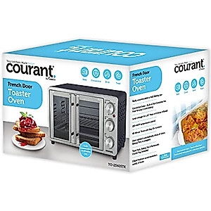 Courant French Door Convection Toaster Oven & Broiler, Bake Broil Toast Oven, Fits 9x13’’ Baking Pan, 6-Slices, 10’’ Pizza, Convection Oven - Stainless Steel
