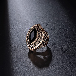 CKHAO Women Ring - Big Size Antique Gold Plated Turkish Style Black Gemstone Vintage Ring Women Jewelry J0769BLK (8)