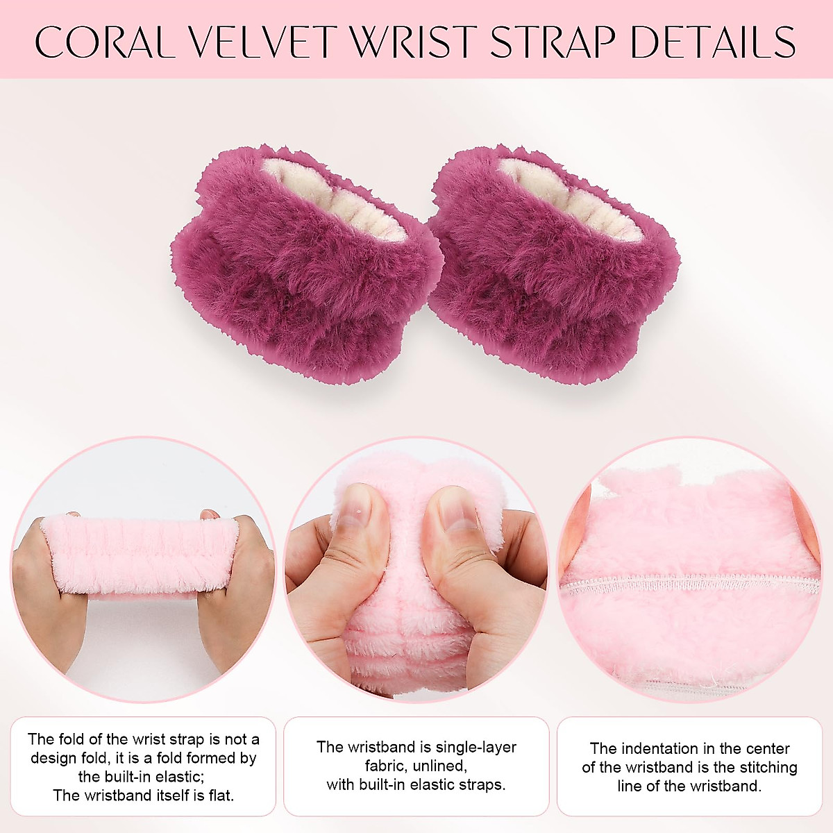 CAVETEE 3 Piece Cute Headband Set for Women - Elastic Makeup, Skincare, and Spa Headband with Wristband