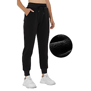 Heathyoga Fleece Lined Joggers for Women Thermal Sweatpants for Women Joggers with Pockets Workout Pants Running Pants Black