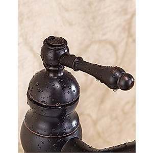 SJQKA-Faucet All copper bronze black European antique dish basin faucet kitchen faucet can rotate the general tap Basin
