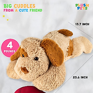 PlushPets Weighted Stuffed Animals - 24 inch 4 LBS - Large Weighted Dog Plush Animal - Cute Sensory Needs Toy - Comfort & Relaxation - Weighted Throw Pillow - Gift for Kids, Adults, Boys, Girls (Dog)