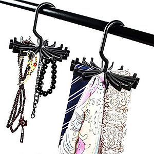 BigOtters 4 Pack Updated Twirl Tie Rack, 5.3 Inches Large Size Rotating Belt Scarf Hanger Holder Hook for Closet Storage (Black)