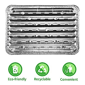 Roponan 30-Pack Disposable Grill Toppers, Aluminum Foil Grill Pans with Holes, Grill Accessories for Barbecue, Outdoor Cooking and Camping
