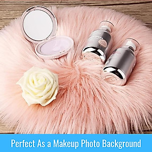 NINGDAN 2Pcs 12 inches Mini Faux Fur Sheepskin Rugs,Fluffy Living Room Carpet Mini Small Size,for Photographing Background of Jewellery,Locker Accessories for Girls,Locker Rug (White and Pink)