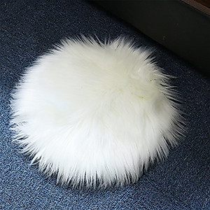 Pomeat 12 Inches Soft Faux Sheepskin Round Shaggy Shag Area Rugs White Fluffy Living Room Carpet Mini Small Size Fit for Photographing Background of Jewellery