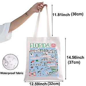 BWWKTOP Florida State Canvas Tote Bag Florida Souvenirs Gifts Florida Travel Bag Florida Tourism Bag Florida Shoulder Bag (Florida)