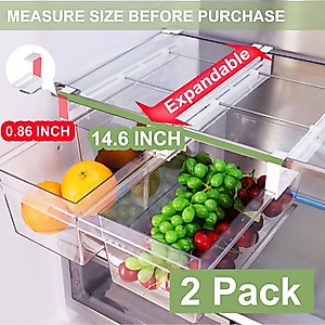 Yatmung 2 Pack Extra-Large Deli Drawer Organizer for Refrigerator Pull Out - Fridge Drawer Organizer and Storage Containers - Meat, Cheese, Produce, Universal Fridge Sliding - Fridge Organization Bin