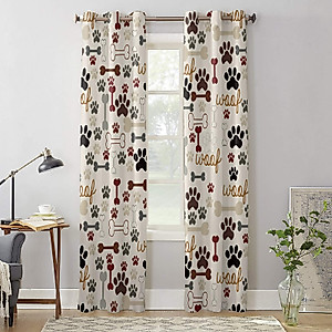 T&H Home Draperies & Curtains, Cutly Dog Pug for Pet Lover Window Curtain, 2 Panel Curtains for Sliding Glass Door Bedroom Living Room, 80" W by 63" L