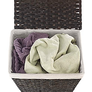 Whitmor Rattique Laundry Hamper with Lid and Removable Liner - Espresso