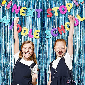 Blue Tinsel Curtain Party Backdrop - GREATRIL Foil Curtain Party Decor Photo Streamers Backdrop for Birthday/Baby Shower/Mermaid/Under The Sea/Ocean/Frozen Party Decorations - 1m x 2.5m - Pack of 2