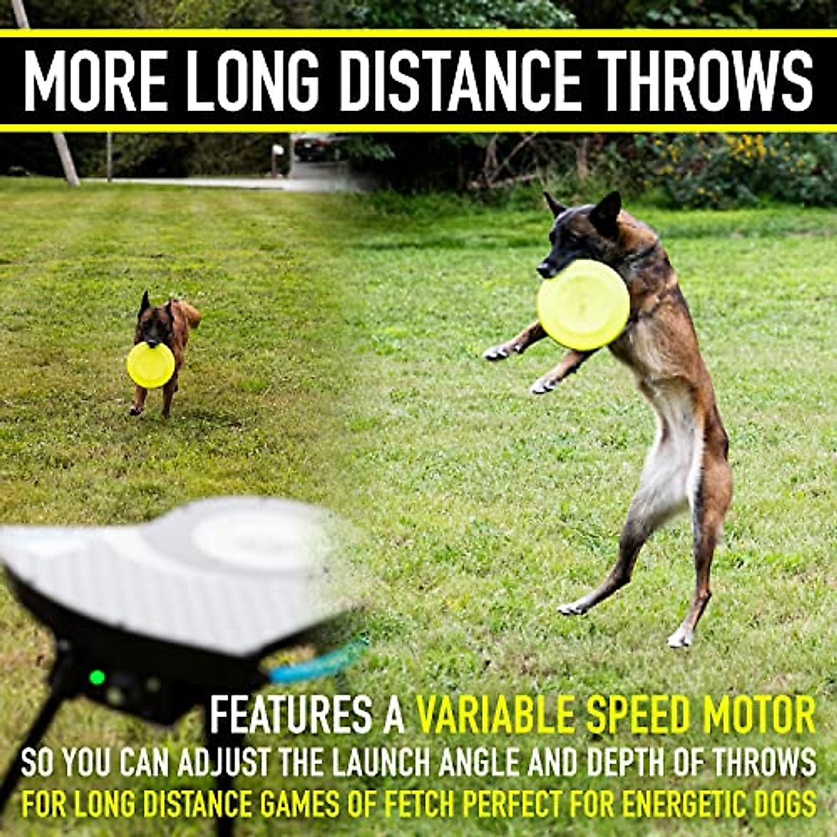 Franklin Pet Supply Co. Automatic Disc Launcher for Dogs - Ready Set Fetch Automatic Disc Tosser Dog Toy for Fetch - Portable Thrower Toy - Battery Powered
