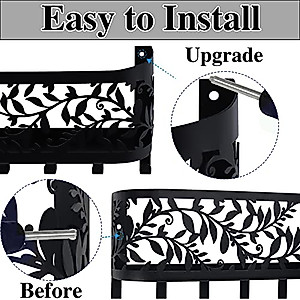 WYTAOHZL Key Holder for Wall Mail and Key Holder for Wall with 7 Key Hooks 11X4.6X2Inches Eucalyptus Design Mail Organizer Wall Mount Key Holder Black Metal Key Hooks Key Hangers for Home Decorative