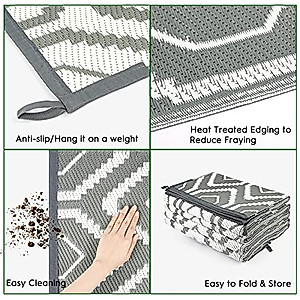 fifame Outdoor Camping Rug Patios Clearance Plastic Straw Weatherproof Reversible Mats, Large Floor Mat for RV, Backyard, Deck, Picnic, Beach, Trailer, Camping