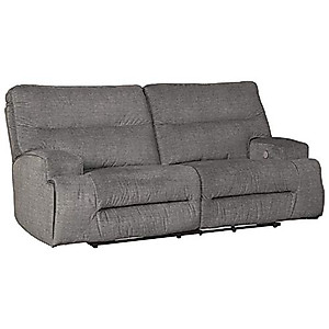 Signature Design by Ashley Coombs Contemporary 2 Seat Power Reclining Sofa, Gray