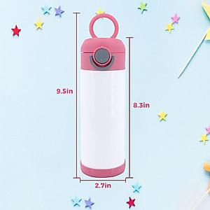 ZREGGUR 24pack Mixed coloer 12oz sublimation tumbler kids sippy cup blank stainless steel thermos kids water bottle for school toddler cups spill proof with straw and lid