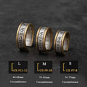 Copper and 925 Sterling Silver Eye of Horus Ring Two Tone Ancient Egyptian Hieroglyphics Band Ring Punk Jewelry for Men Women Open and Adjustable 8mm Size M