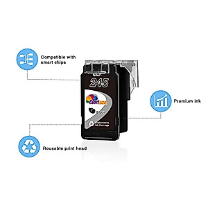 Clorisun 245 245XL Eco-Saver Remanufactured Compatible Ink Cartridge for Canon 245 245XL PG245 Pixma MG2522 TR4520 MX492 TR4522 IP2820 TS3320 TS3322 Printer (1 Print Head, 4 Black Replacement Ink)