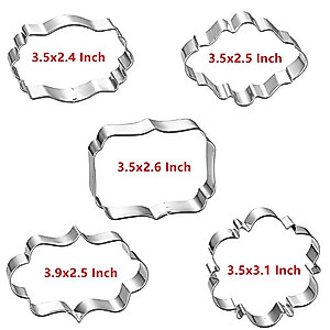 10 PCS Plaque Frame Cookie Cutters Set - Fondant Tiles Cutter Molds Set for Biscuit, Fruit, Bread Wedding and Birthday Graduation Party Decorations