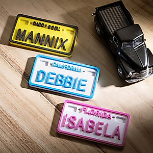 Personalized Mini License Plate Custom Fake License Plate for Kids Power Wheels for Golf Cart, Motorcycle, Bike,Stroller,Walker,Wagons, Moped ATV(Red)