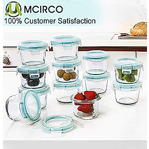 [12-Pack, 5oz]Mini Glass Food Storage Containers, Small Glass Jars with BPA-Free Locking Lids, Food containers, Airtight, Freezer, Microwave, Oven & Dishwasher Friendly