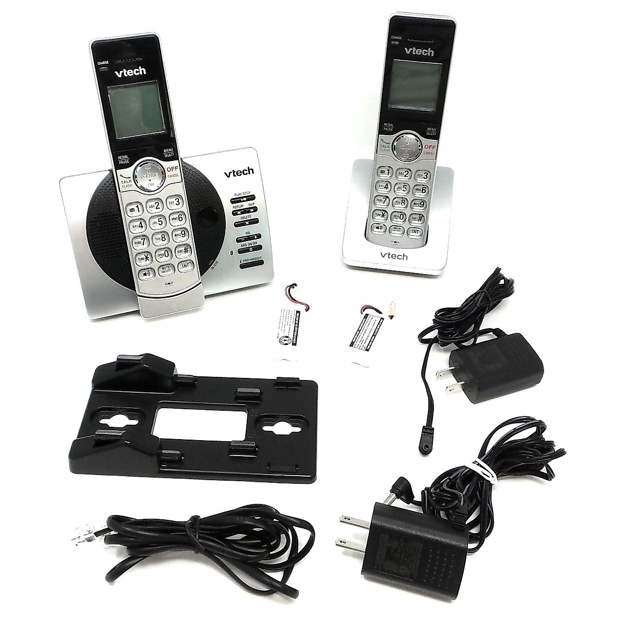 VTech CS6929-2 Cordless Phone with Answering System and Caller ID, Silver/Black with 2 Handsets DECT 6.0 Expandable