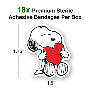 GAMAGO Peanuts Snoopy Adhesive Bandages - Set of 18 Individually Wrapped Self Adhesive Bandages - Sterile, Latex-Free & Easily Removable - Funny Gift & First Aid Addition