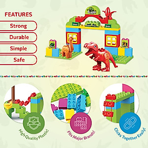 ToyVelt Dinosaur Blocks Toy 72 Piece Jurassic Era, Children's Dinosaur Blocks, Dinosaur Blocks for Kids 3-5, Dino Building Blocks, Dinosaur Building Blocks, for Boys&Girls 3-12 Years Old