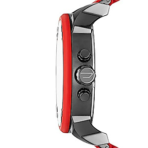 Diesel Men's 57mm Mr. Daddy 2.0 Quartz Stainless Steel and Silicone Chronograph Watch, Color: Gunmetal, Red (Model: DZ7370)