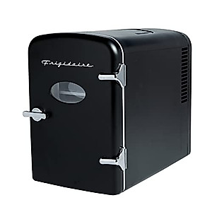 Frigidaire EFMIS175-BLACK Portable Mini Fridge-Retro Extra Large 9-Can Travel Compact Refrigerator, Black, 6 Liters