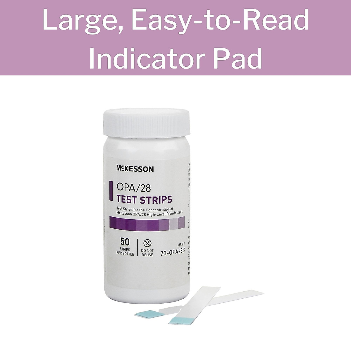 McKesson OPA/28 Test Strips for Concentration Indicator, Single Use, 50 Count, 1 Pack