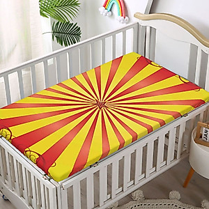Circus Themed Fitted Crib Sheet,Standard Crib Mattress Fitted Sheet Soft and Breathable Bed Sheets-Baby Sheet for Boys Girls, 28“ x52“,Multicolor