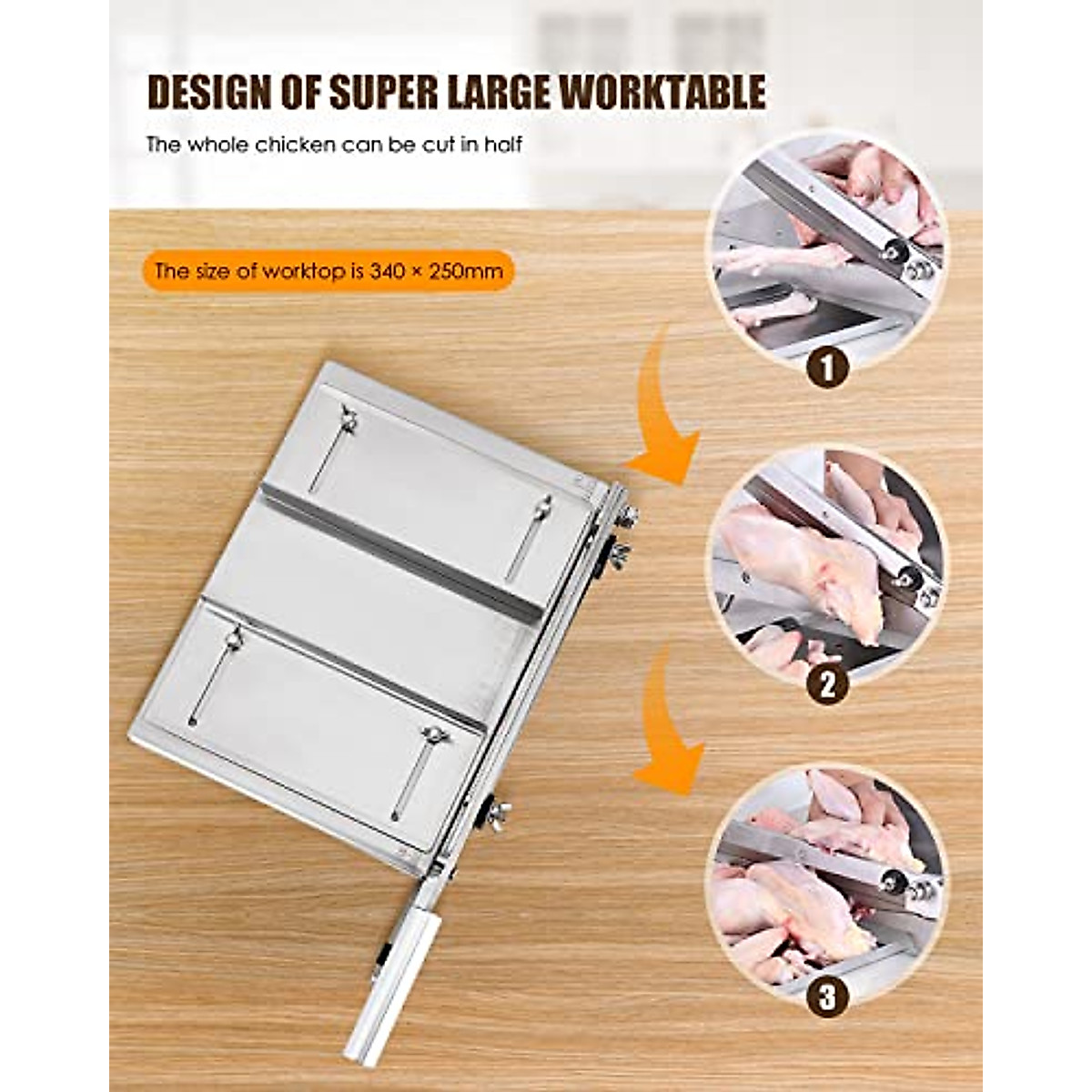 CGOLDENWALL 2 BLADES Manual Ribs Meat Chopper Slicer Stainless Steel Hard Bone Cutter Beef Mutton Household Vegetable Food Slicer Slicing Machine for Whole Chicken Rib Spine
