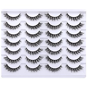 Newcally Cat Eye Lashes Natural Look False Eyelashes Short Wispy 3D Fluffy Fake Eye Lashes Pack 14 Pairs