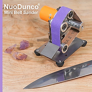 NunDunco Mini Belt Sander - Electric Bench Grinder Sanding Machine, 7 Adjustable Table Top Grinder Polisher for DIY Woodworking, Metal Grinding, Knife Making, jewelry Making