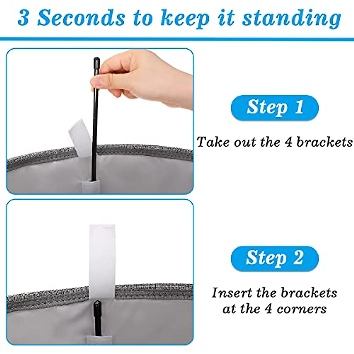 Laundry Hamper with lid, TEAYINGDE Laundry Basket with Handles Freestanding, Waterproof Folding Washing Bin, Collapsible Round Clothes Hamper for Bathroom Bedroom Dorm Organization Storage Grey