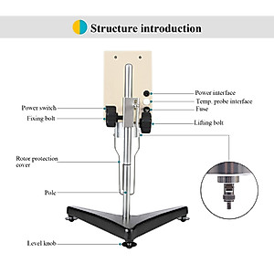 NDJ-9S Rotary Viscometer 15-100,000 mpa.s Digital Viscosity Meter Tester with Temp Probe Digital Display Viscometer 100-240v